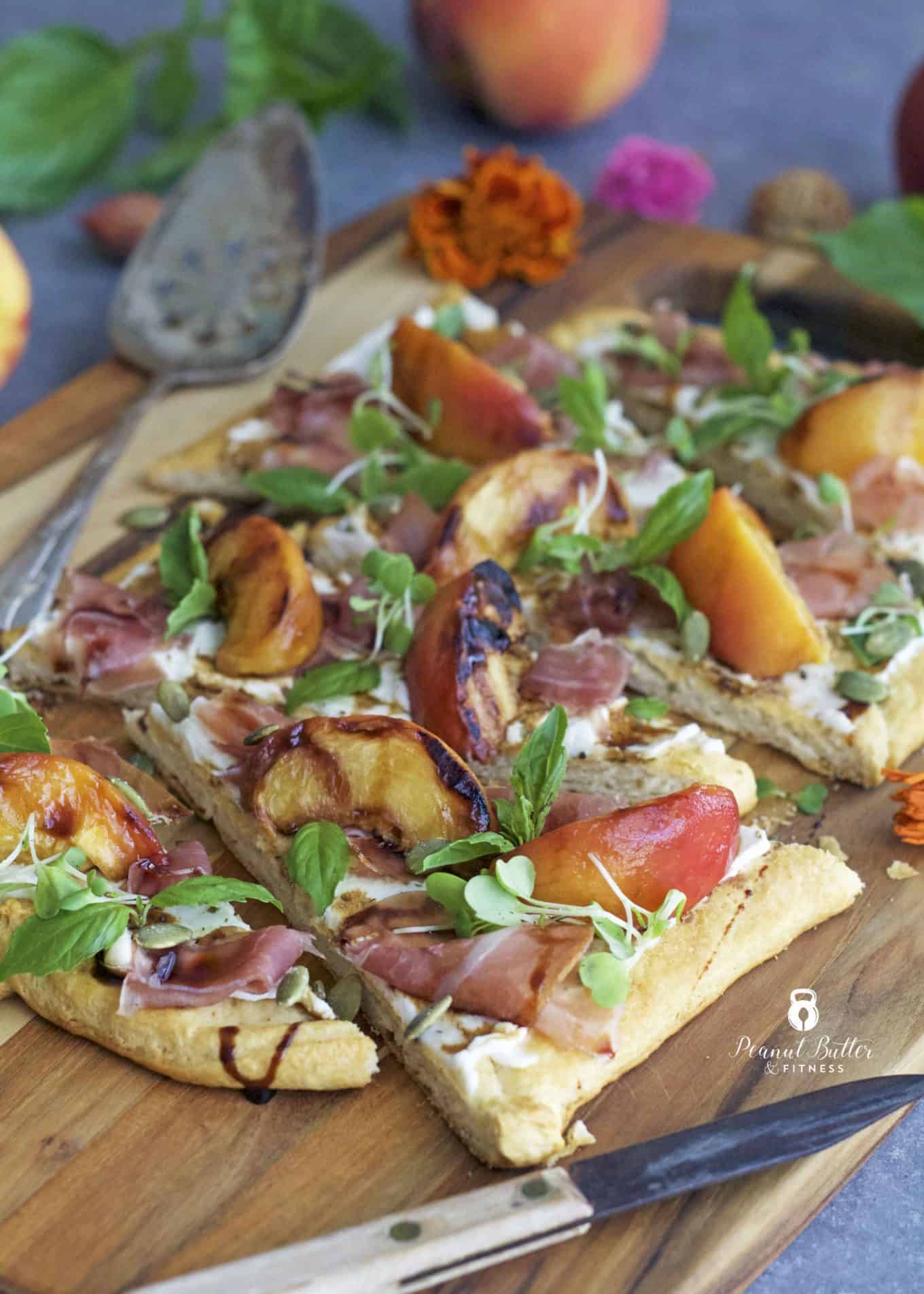 Grilled Peach & Prosciutto Flatbread with Balsamic Drizzle - Peanut ...