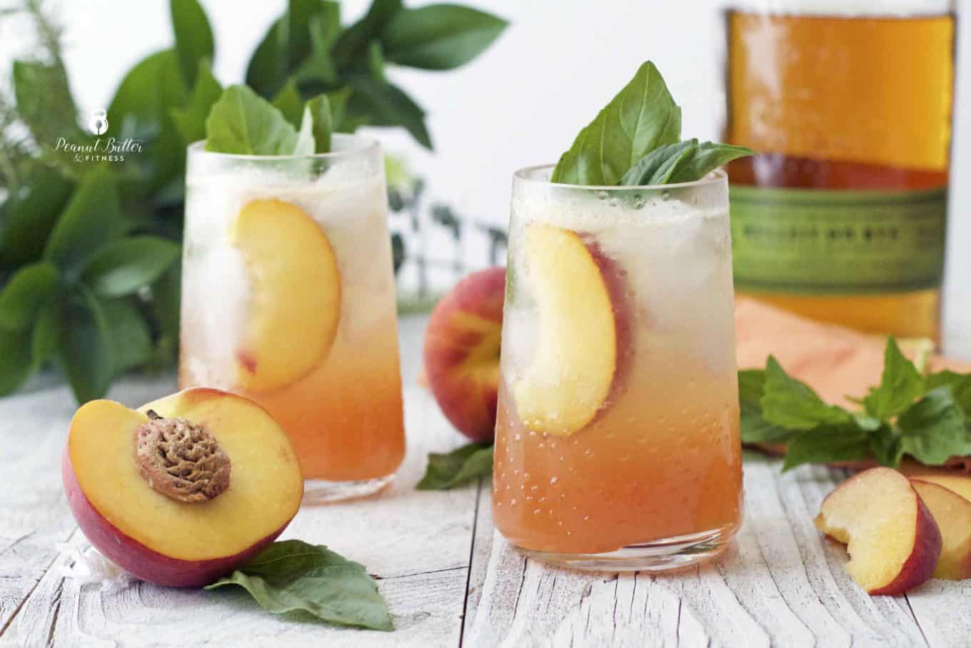 Peach Basil Spritzer - Peanut Butter and Fitness