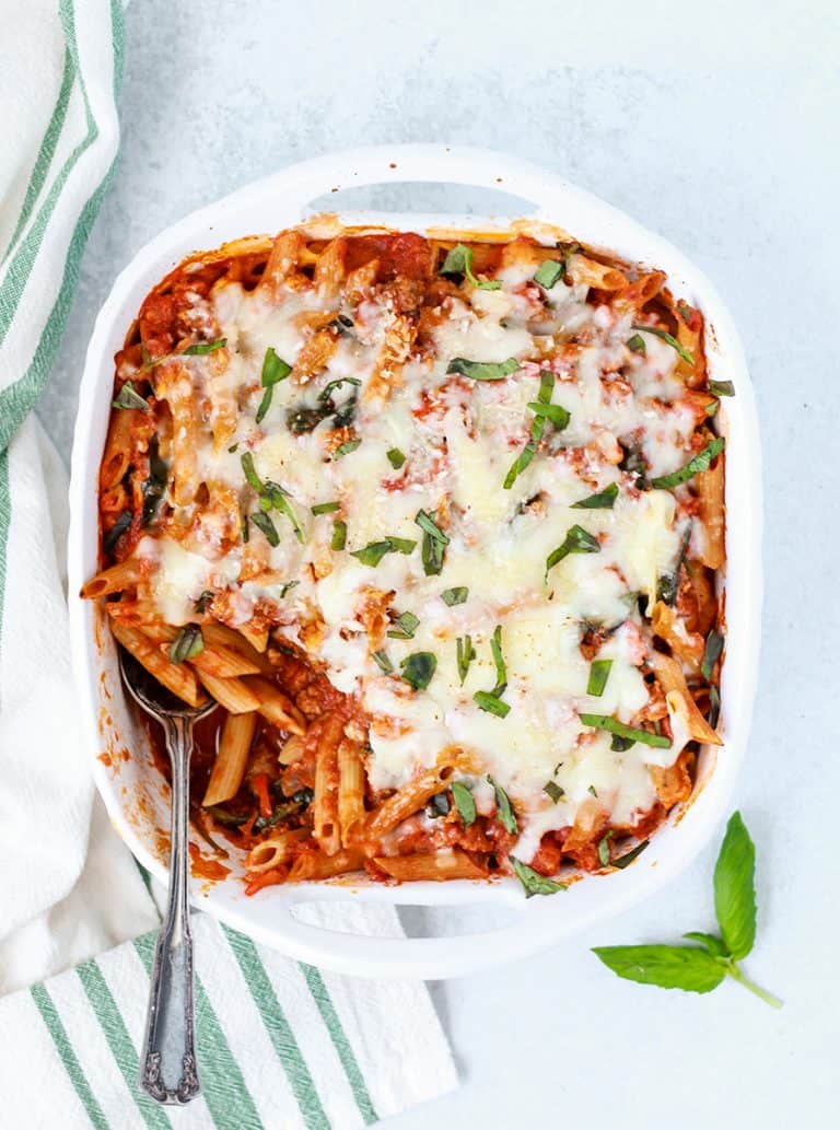 Freezer Friendly Penne Bake with Meat & Veggie Sauce - Peanut Butter ...