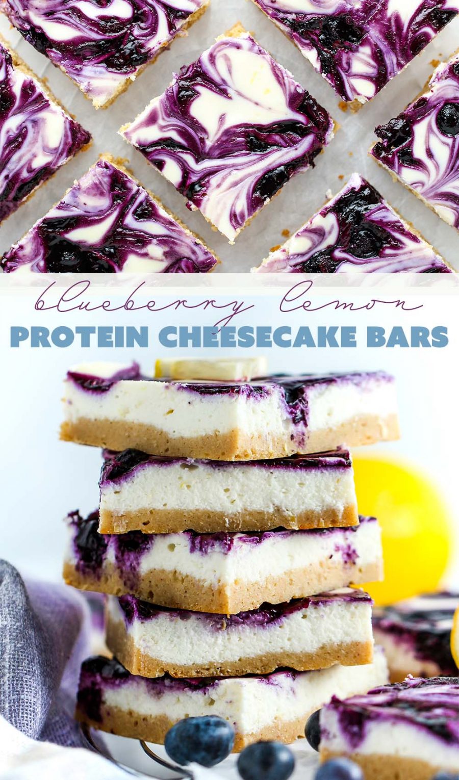 Blueberry Lemon Protein Cheesecake Bars - Peanut Butter and Fitness