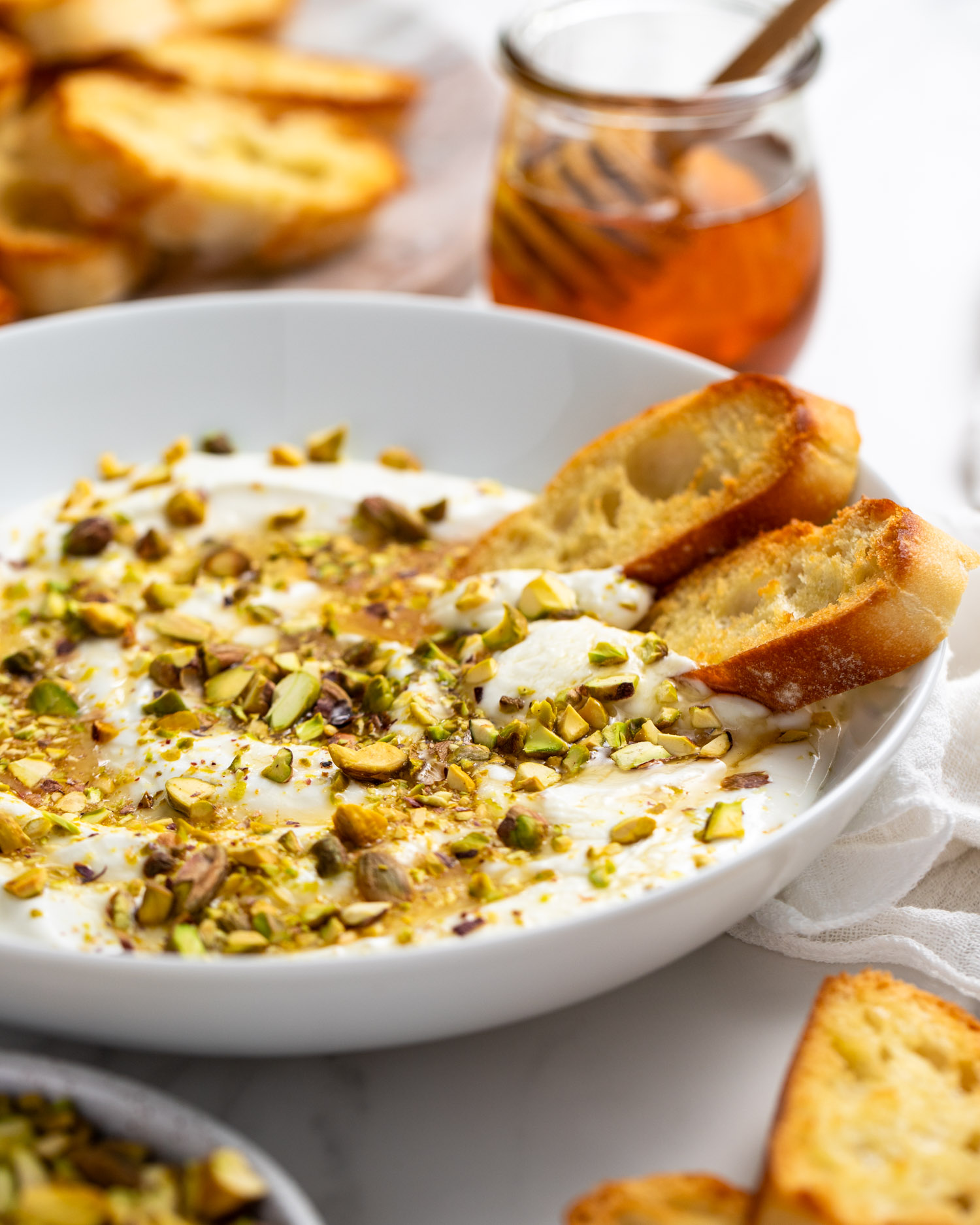 Honey and Pistachio Whipped Feta Dip - Peanut Butter and Fitness