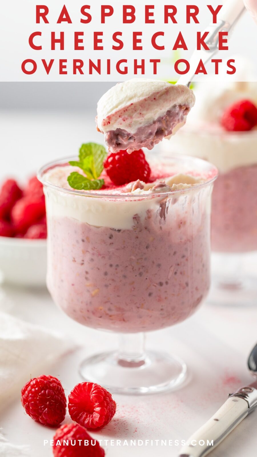 Raspberry Cheesecake Overnight Oats - Peanut Butter and Fitness