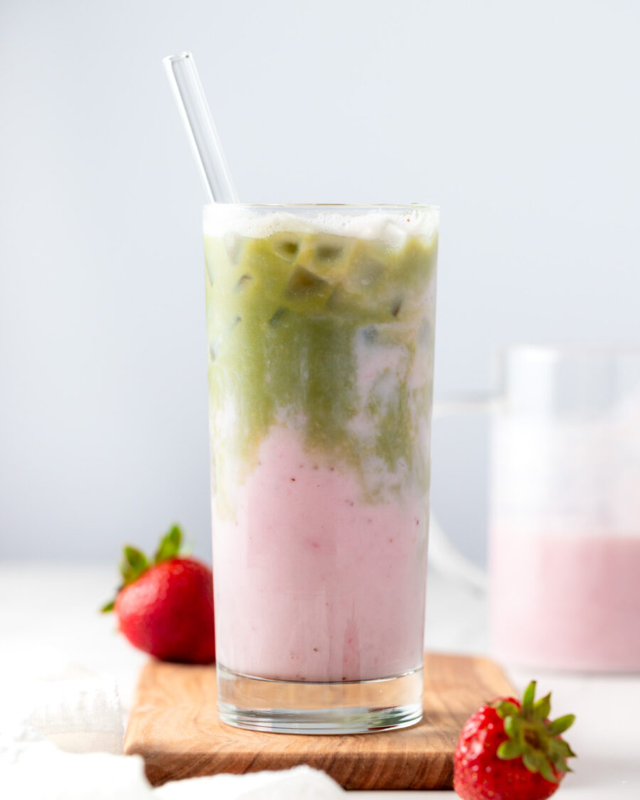 Strawberry Milk Matcha Latte - Peanut Butter and Fitness