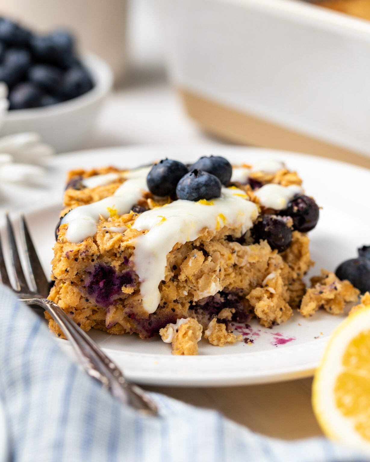Blueberry Lemon Poppyseed Baked Oatmeal - Peanut Butter and Fitness