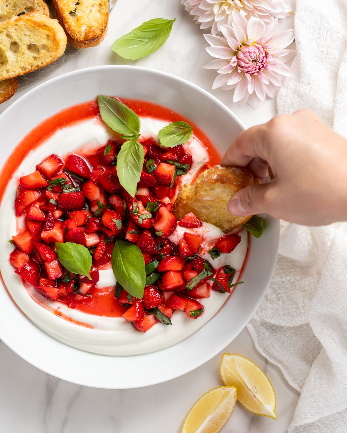 Whipped Feta Dip with Macerated Strawberries - Peanut Butter and Fitness