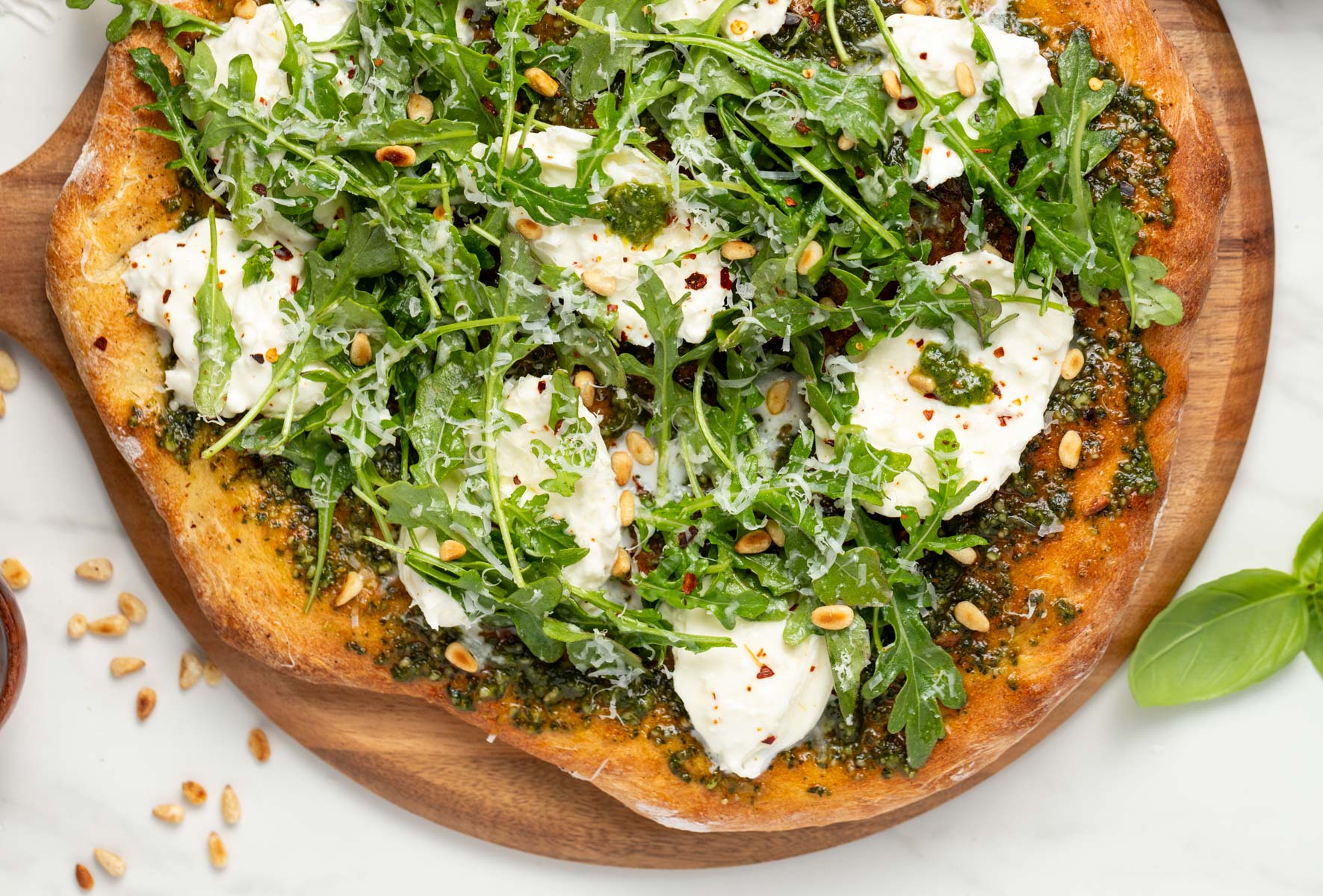 Grilled Pesto & Burrata Flatbread - Peanut Butter and Fitness