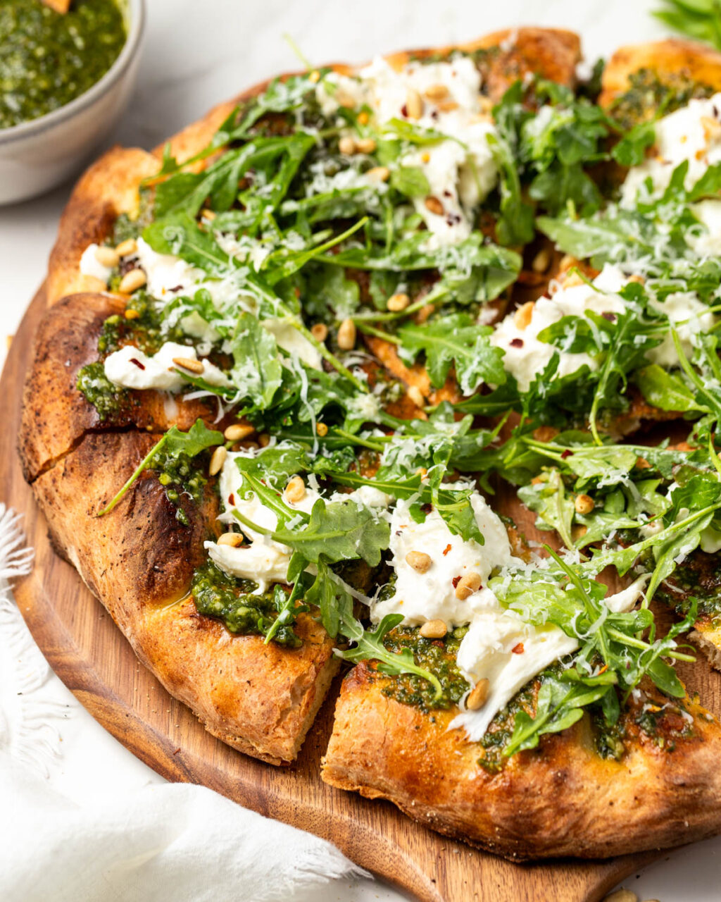 Grilled Pesto & Burrata Flatbread - Peanut Butter and Fitness