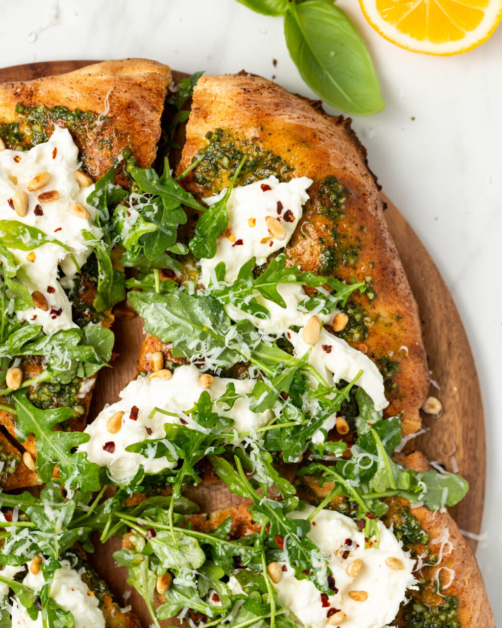 Grilled Pesto & Burrata Flatbread - Peanut Butter and Fitness