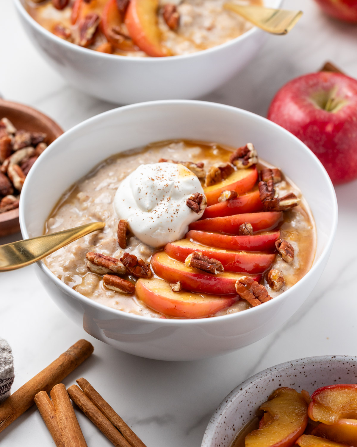 Stovetop Caramel Apple Oatmeal - Peanut Butter and Fitness