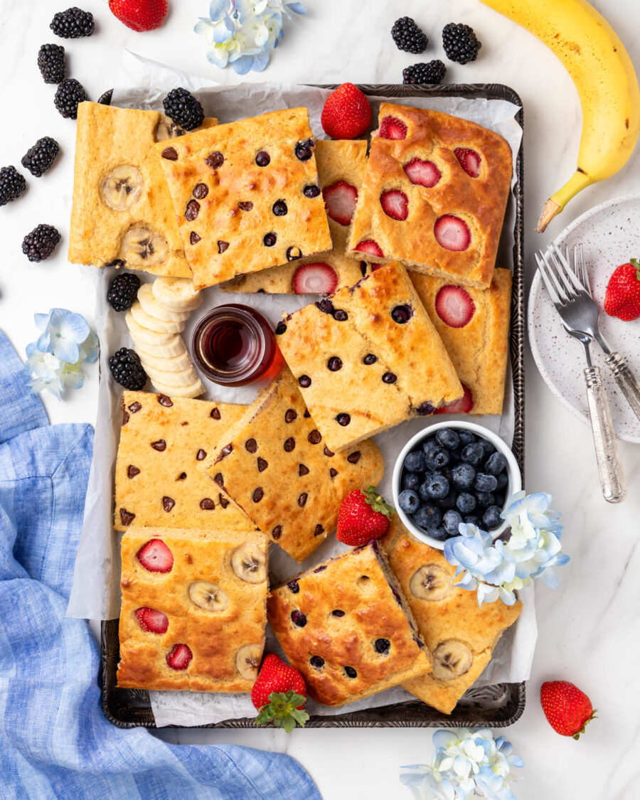 Sheet Pan Protein Pancakes - Peanut Butter and Fitness