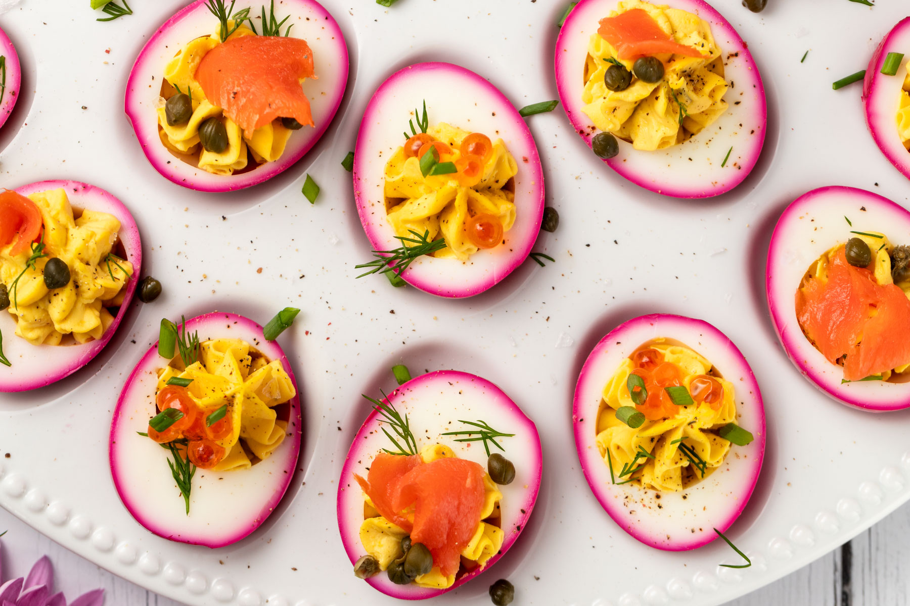 Beet Dyed Deviled Eggs - Peanut Butter and Fitness