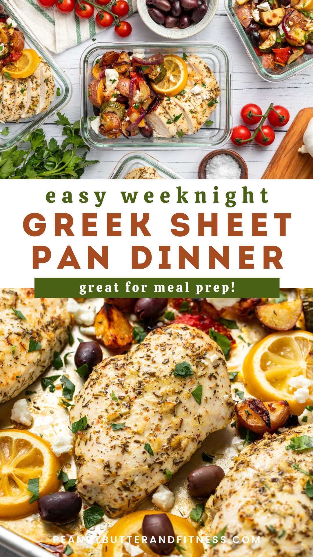 Sheet Pan Greek Chicken Dinner - Peanut Butter and Fitness