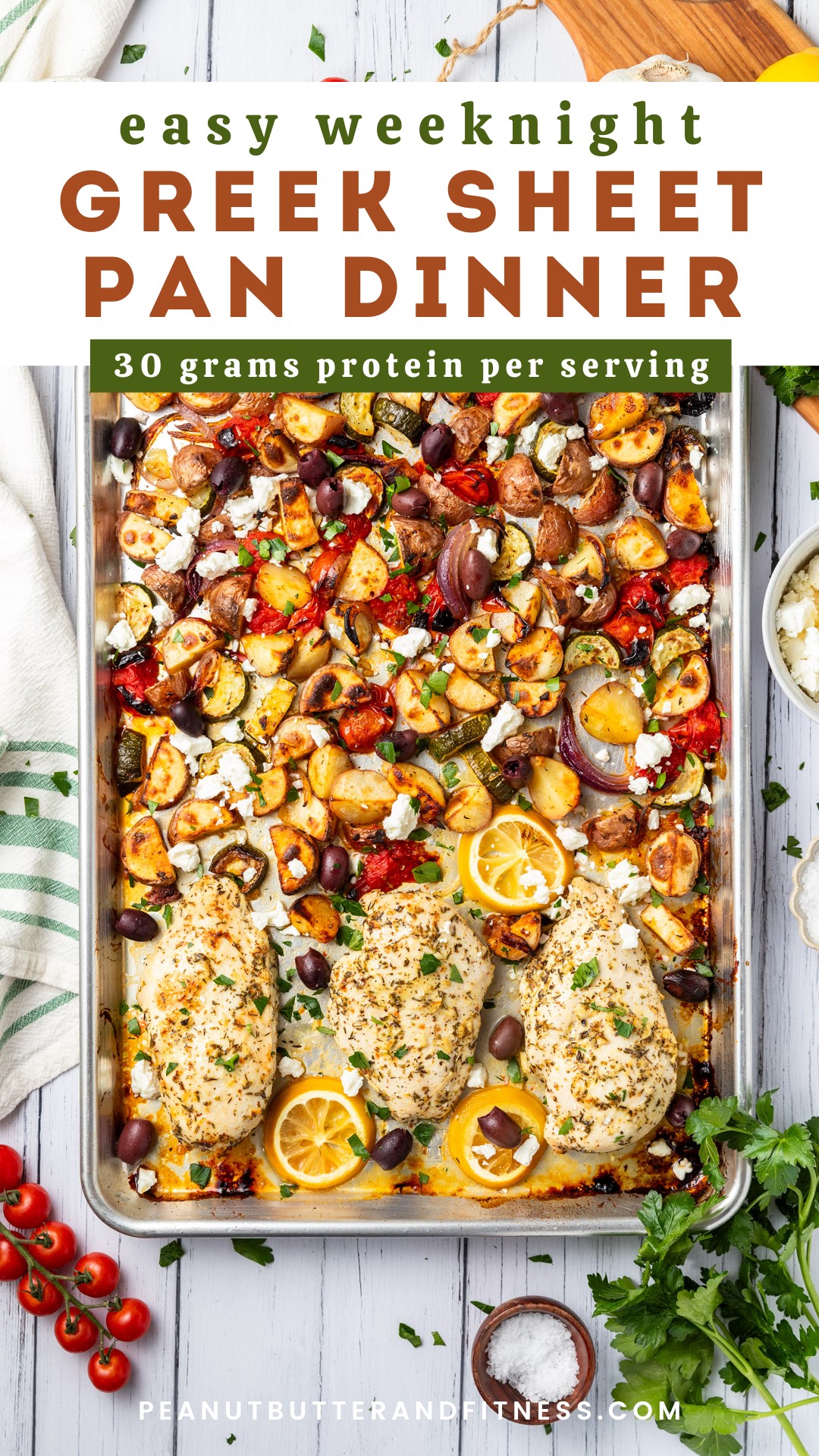 Sheet Pan Greek Chicken Dinner - Peanut Butter and Fitness