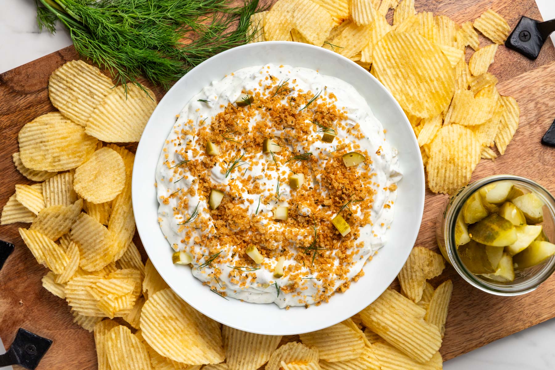 Higher Protein Fried Pickle Dip - Peanut Butter and Fitness