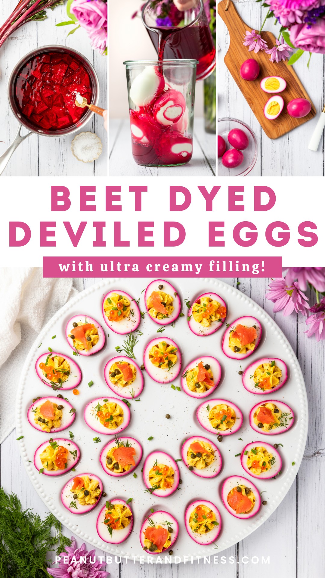 Beet Dyed Deviled Eggs - Peanut Butter and Fitness